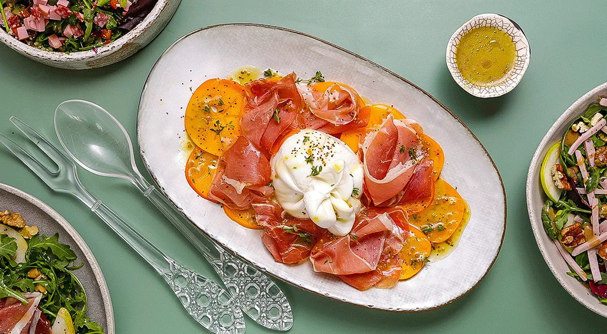 Burrata, Persimmon, and Ham Salad