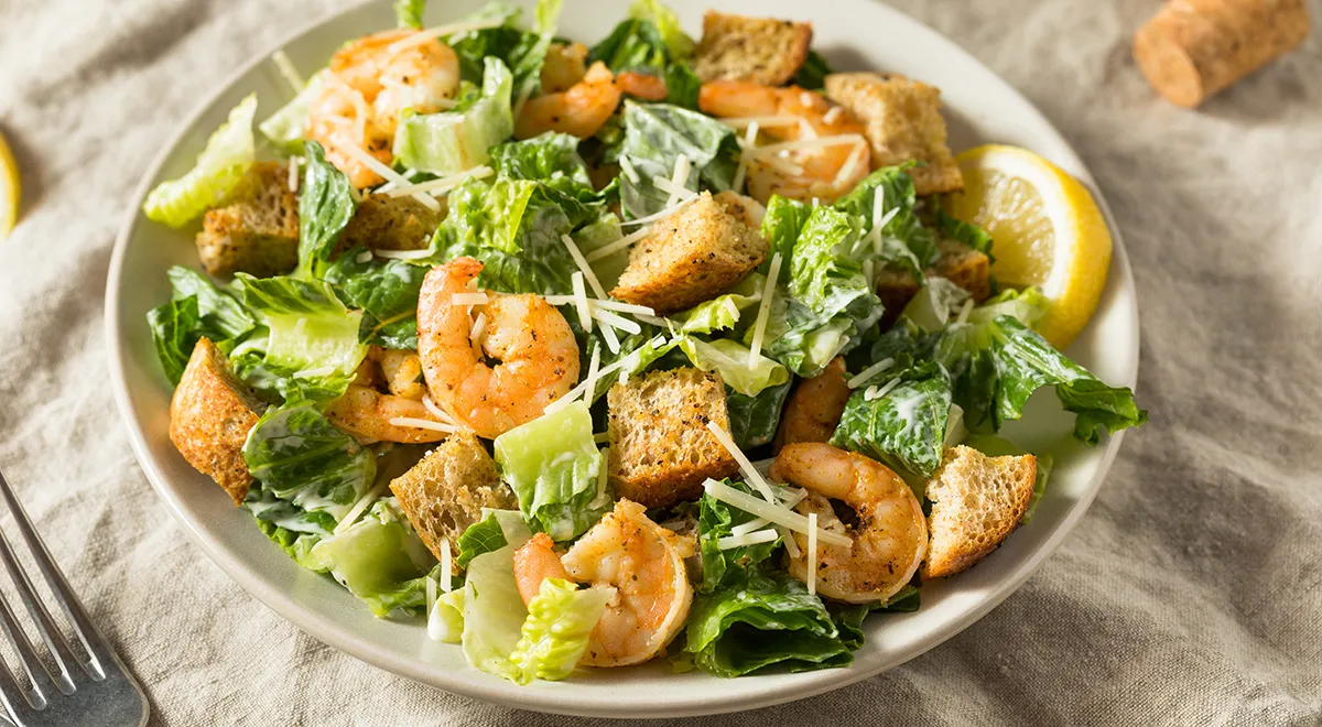 Shrimp and Crouton Caesar Salad